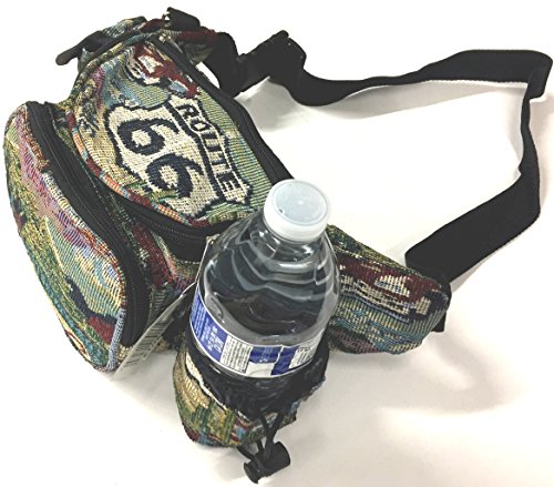 Explorer Large Polyester Waist Fanny Bag Purse Pack Men Women Girl Kids Outdoors Running Climbing Cute Fashion Waterproof Water Bottle Holder (Large/16 x 6 x 4-Inch, Route66)