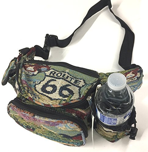 Explorer Large Polyester Waist Fanny Bag Purse Pack Men Women Girl Kids Outdoors Running Climbing Cute Fashion Waterproof Water Bottle Holder (Large/16 x 6 x 4-Inch, Route66)