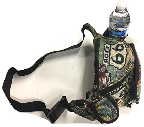 Explorer Large Polyester Waist Fanny Bag Purse Pack Men Women Girl Kids Outdoors Running Climbing Cute Fashion Waterproof Water Bottle Holder (Large/16 x 6 x 4-Inch, Route66)