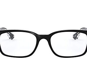 Ray-Ban RX5286 Square Prescription Eyeglass Frames, Black On Transparent/Demo Lens, 51 mm