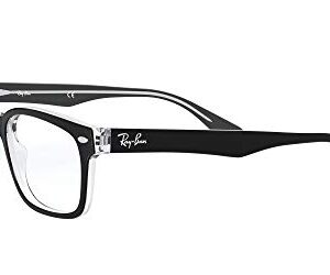 Ray-Ban RX5286 Square Prescription Eyeglass Frames, Black On Transparent/Demo Lens, 51 mm