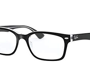 Ray-Ban RX5286 Square Prescription Eyeglass Frames, Black On Transparent/Demo Lens, 51 mm