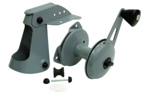 attwood 13710-4 anchor lift system, lifts and drops anchor, heavy-gauge steel, self-lubricating nylon wheels