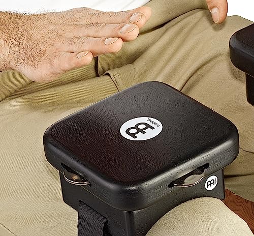 Meinl Percussion Knee Tap with Tambourine Jingles for Cajon Players, Includes Adjustable Strap — NOT Made in China — Play with Your Hands, Hollow Hardwood Body, 2-Year Warranty, Black (KP-JT-BK)