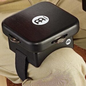 Meinl Percussion Knee Tap with Tambourine Jingles for Cajon Players, Includes Adjustable Strap — NOT Made in China — Play with Your Hands, Hollow Hardwood Body, 2-Year Warranty, Black (KP-JT-BK)