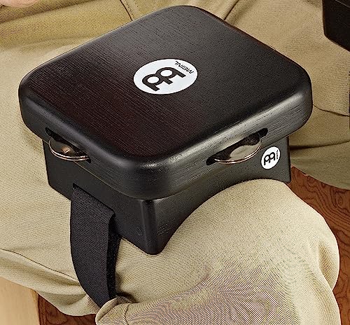 Meinl Percussion Knee Tap with Tambourine Jingles for Cajon Players, Includes Adjustable Strap — NOT Made in China — Play with Your Hands, Hollow Hardwood Body, 2-Year Warranty, Black (KP-JT-BK)