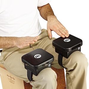 Meinl Percussion Knee Tap with Tambourine Jingles for Cajon Players, Includes Adjustable Strap — NOT Made in China — Play with Your Hands, Hollow Hardwood Body, 2-Year Warranty, Black (KP-JT-BK)