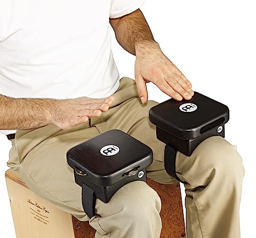 Meinl Percussion Knee Tap with Tambourine Jingles for Cajon Players, Includes Adjustable Strap — NOT Made in China — Play with Your Hands, Hollow Hardwood Body, 2-Year Warranty, Black (KP-JT-BK)