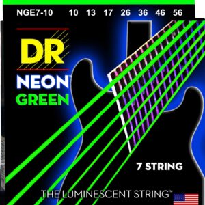 DR Strings Hi-Def NEON Green Coated Medium 7-String Electric Guitar Strings (10-56) Neon Green