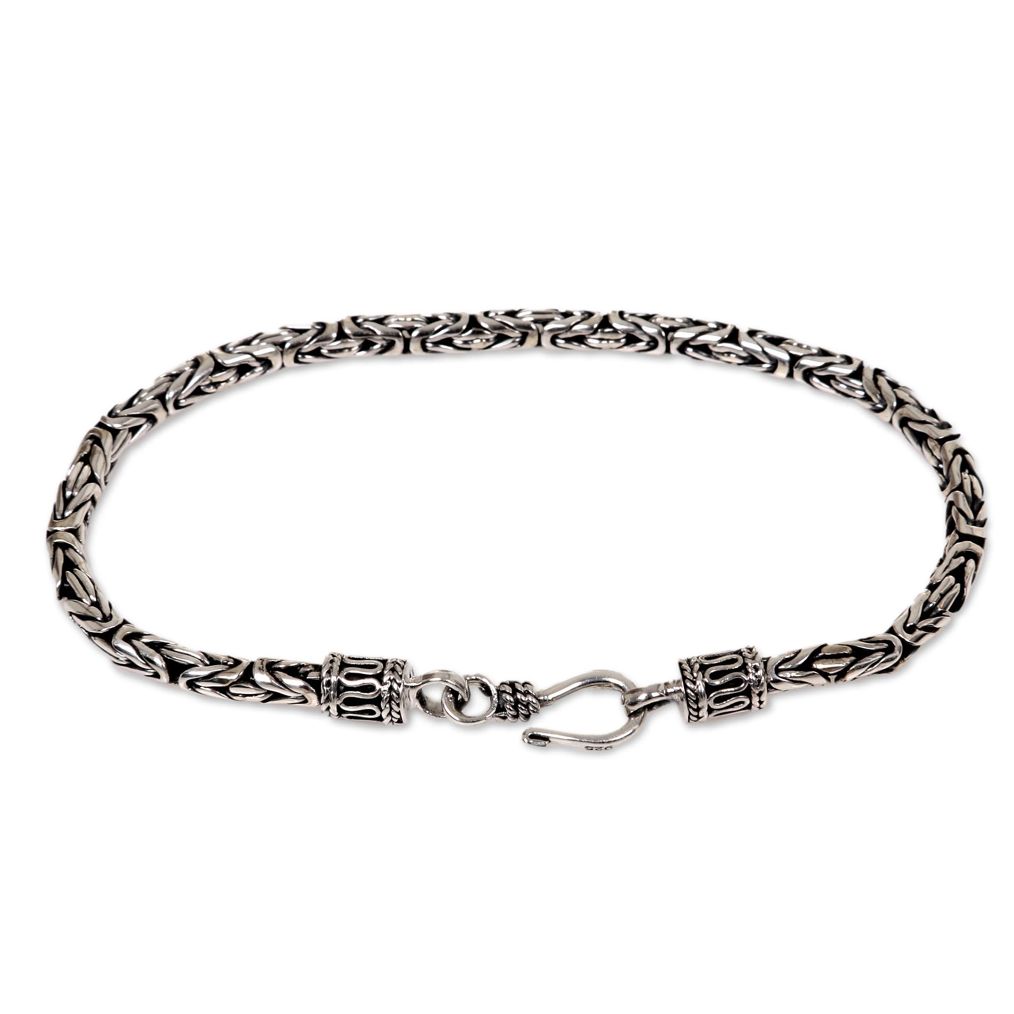 NOVICA Artisan Handmade Sterling Silver Chain Bracelet No Stone Indonesia Balinese Traditional [7.25 in L x 0.1 in W] ' Borobudur Collection'