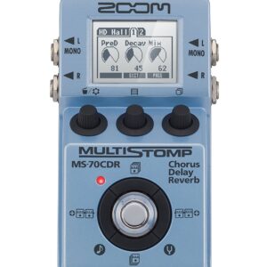 Zoom MS-70CDR MultiStomp Guitar Effects Pedal, Chorus, Delay, and Reverb Effects, Single Stompbox Size, 86 Built-in effects, Tuner