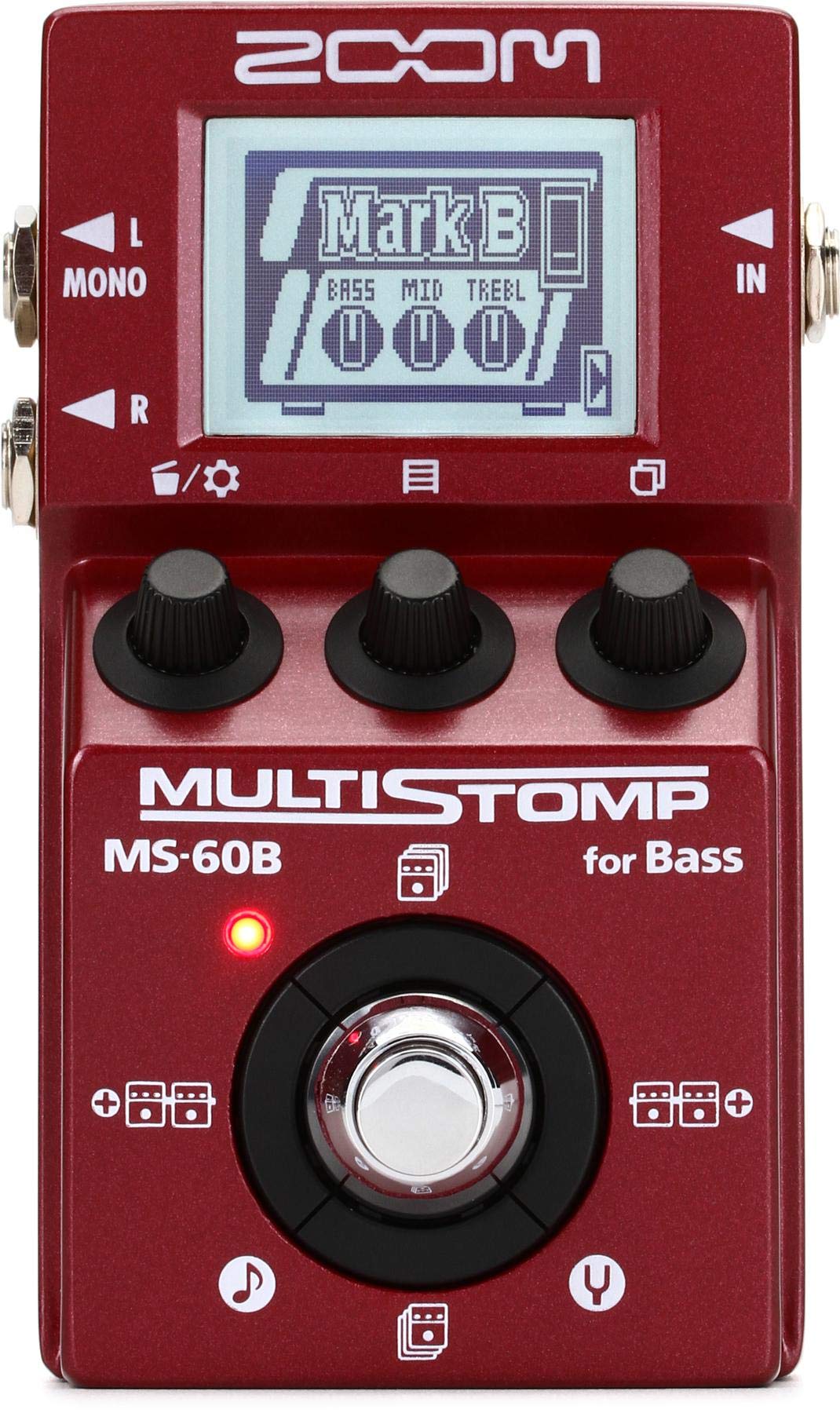 Zoom MS-60B MultiStomp Bass Guitar Effects Pedal, Single Stompbox Size, 58 Built-in effects, Tuner