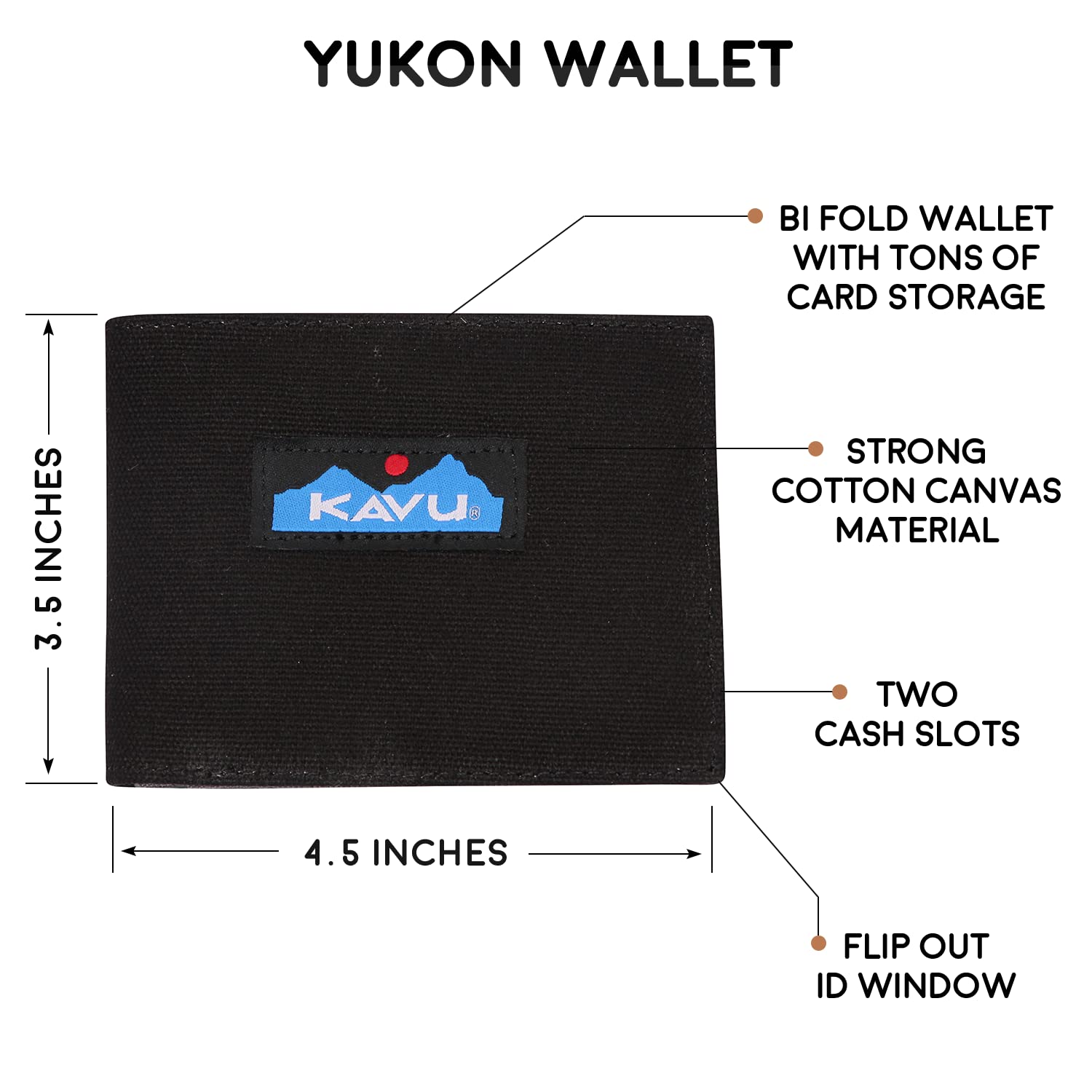 KAVU Yukon Bi Fold Cotton Canvas Wallet - Black