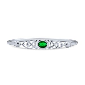 couples green emerald cz bff infinity irish celtic love knot bangle bracelet for women teen .925 sterling silver