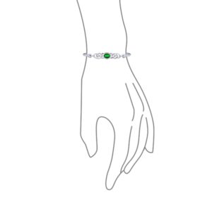 Couples Green Emerald CZ BFF Infinity Irish Celtic Love Knot Bangle Bracelet For Women Teen .925 Sterling Silver