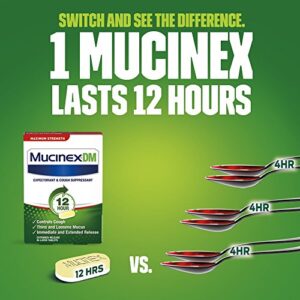 Mucinex DM Maximum Strength 12-Hour Expectorant and Cough Suppressant Tablets, 28 Count