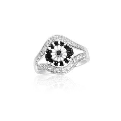 Vogati 0.02 Cts Black Diamond Ring in Silver with Black Rhodium - Valentine's Day Sale