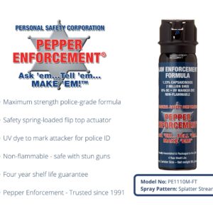 Pepper Enforcement 4 oz. Splatter Stream Pepper Spray for Self Defense 4 Pack - Maximum Strength 10% OC Formula, Flip Top Safety Tactical Design, Personal Protection Devices