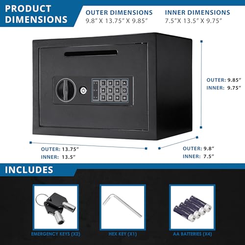 Barska AX11934 Compact 0.57 Cubic Ft Digital Multi-User Keypad Security Business Depository Drop Safe with Front Load Drop Box for Money, Cash & Mail Lock Box