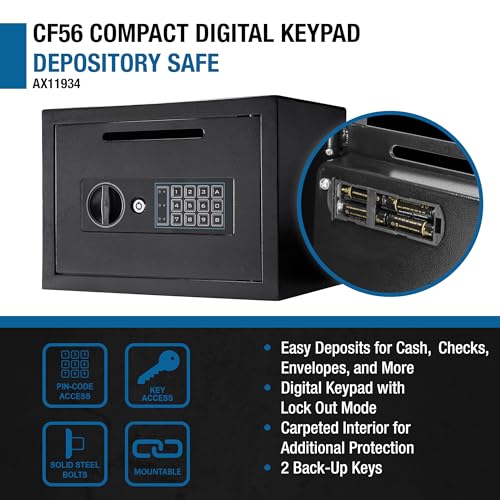 Barska AX11934 Compact 0.57 Cubic Ft Digital Multi-User Keypad Security Business Depository Drop Safe with Front Load Drop Box for Money, Cash & Mail Lock Box