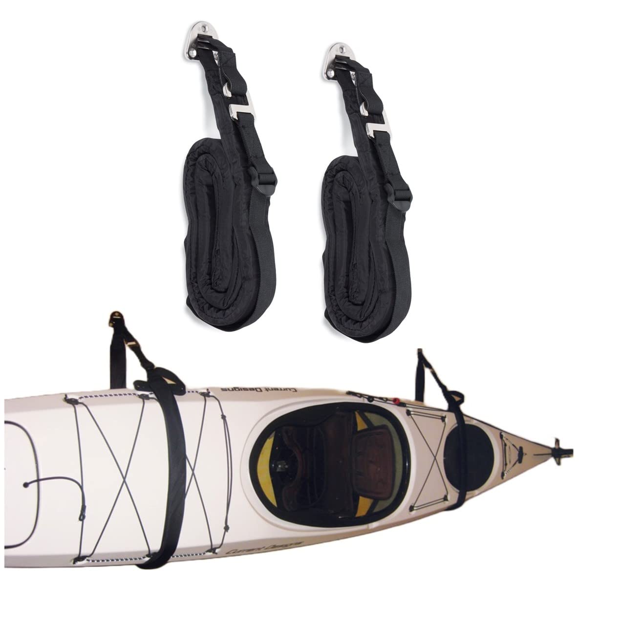 Suspenz Kayak Canoe Stand Up Paddle Board SUP Hanger, DLX Strap Storage System Padded, Black, 36" (40-4011)