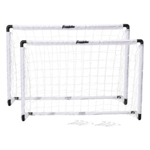 franklin sports kids soccer goal set - portable backyard youth soccer goals - 2 mini soccer goals with ground stakes - 54" x 36",black