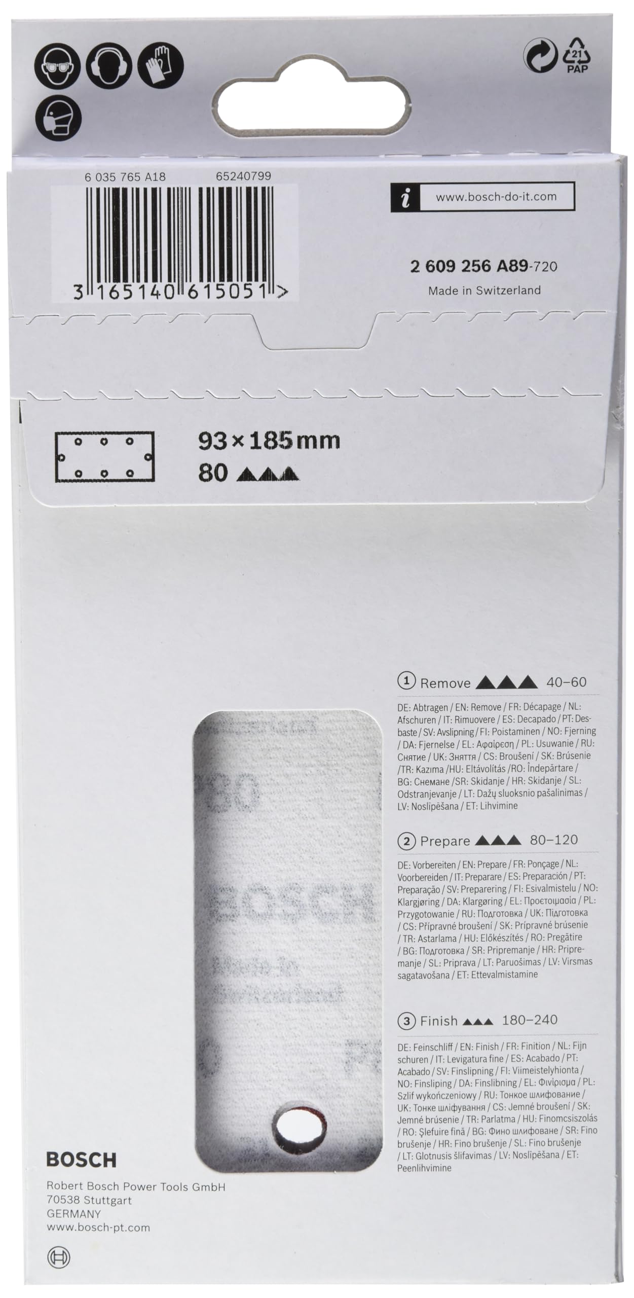 Bosch 2609256A89 Sanding Sheet Set for Orbital Sanders (10-Piece)