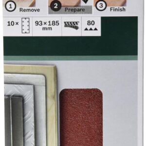 Bosch 2609256A89 Sanding Sheet Set for Orbital Sanders (10-Piece)