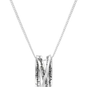 Dicksons The Serenity Prayer Double Mobius Ring Silver Plated Pendant Necklace - 18 inch Chain