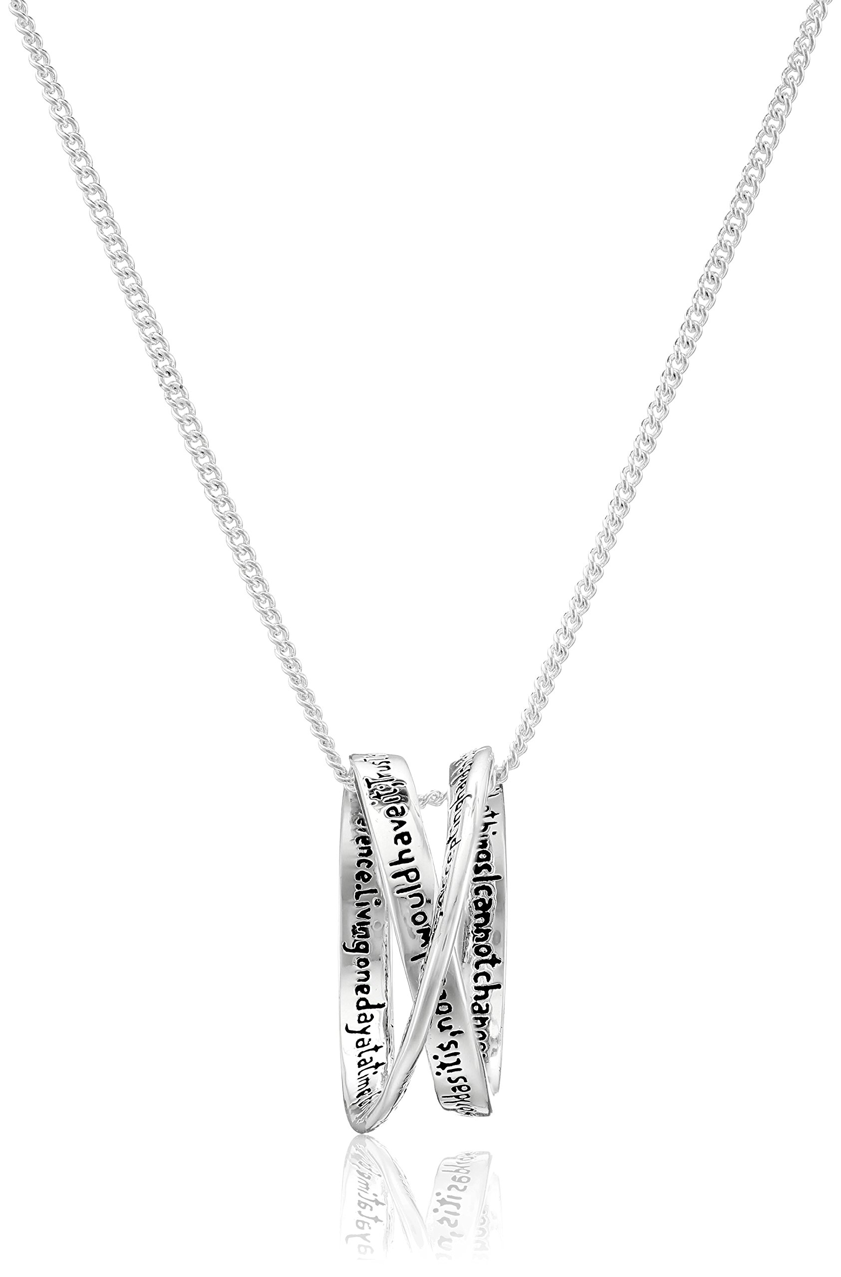 Dicksons The Serenity Prayer Double Mobius Ring Silver Plated Pendant Necklace - 18 inch Chain