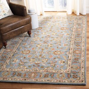 safavieh heritage collection area rug - 9' x 12', blue & blue, handmade traditional oriental wool, ideal for high traffic areas in living room, bedroom (hg969a)