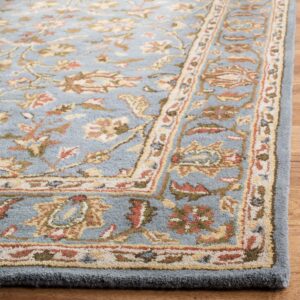 SAFAVIEH Heritage Collection Area Rug - 9' x 12', Blue & Blue, Handmade Traditional Oriental Wool, Ideal for High Traffic Areas in Living Room, Bedroom (HG969A)