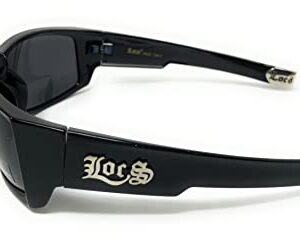 Locs Men's Original All Black Hardcore Sharp Square OG Sunglasses, Wrap