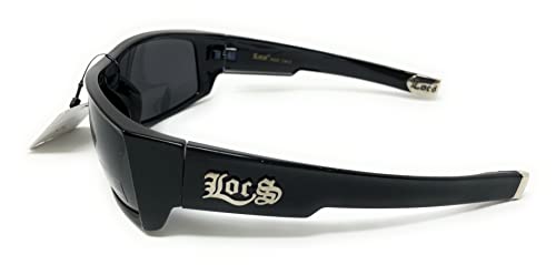 Locs Men's Original All Black Hardcore Sharp Square OG Sunglasses, Wrap