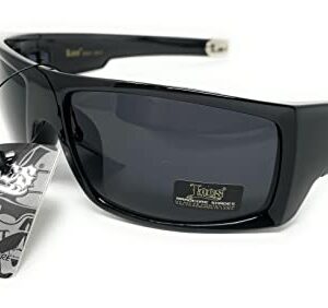 Locs Men's Original All Black Hardcore Sharp Square OG Sunglasses, Wrap