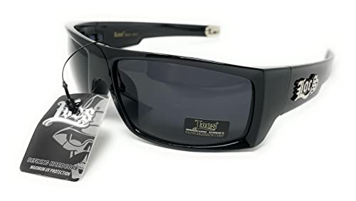 Locs Men's Original All Black Hardcore Sharp Square OG Sunglasses, Wrap