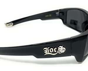 Locs Men's Original All Black Hardcore Sharp Square OG Sunglasses, Wrap