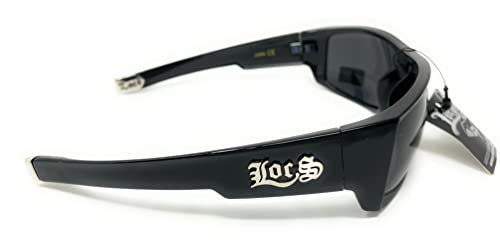 Locs Men's Original All Black Hardcore Sharp Square OG Sunglasses, Wrap