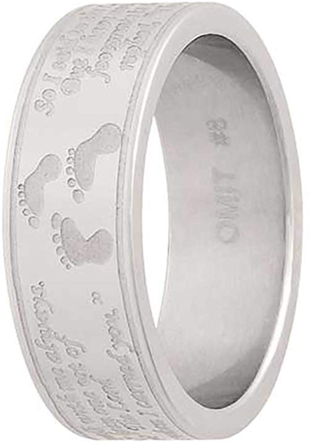 J127 - CTR RING Stainless Steel "Footprints" Full Poem (7.5)