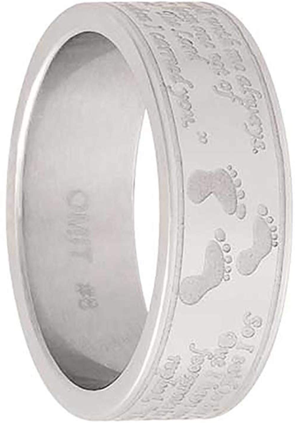 J127 - CTR RING Stainless Steel "Footprints" Full Poem (7.5)