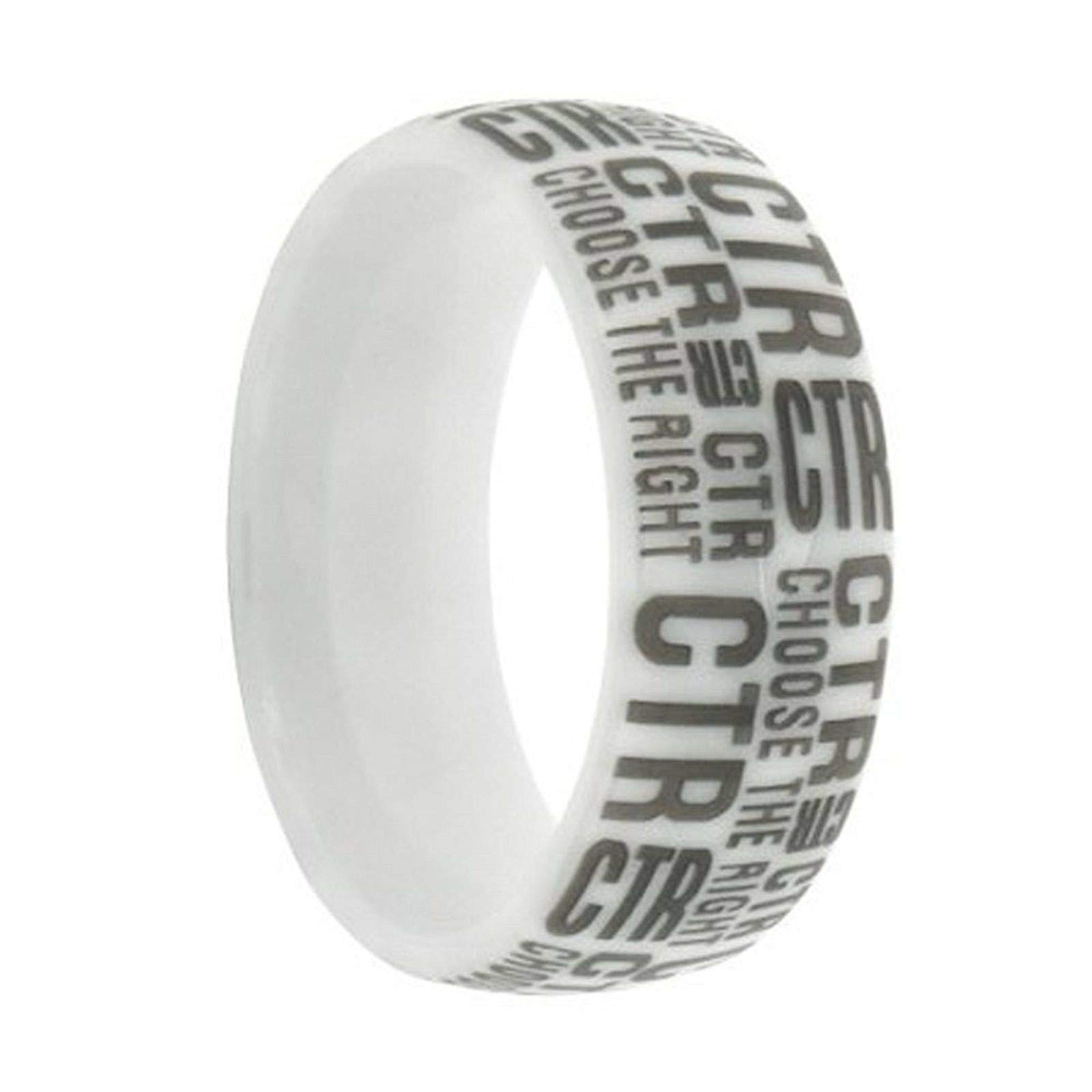 J156 Size 6.5 Ceramic White Tabloid Ring Mormon One Moment In Time LDS CTR