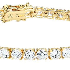 Amazon Essentials Yellow Gold Plated Sterling Silver Round Cut Cubic Zirconia Tennis Bracelet (4mm), 7" (previously Amazon Collection)