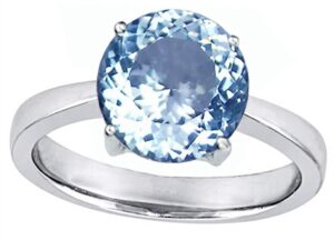 star k large solitaire big stone ring with 10mm round simulated aquamarine sterling silver size 5