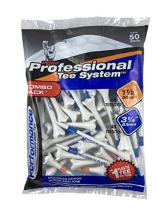 pride professional tee system plastic golf tees (pack of 50), 40 count 3-1/4-inch + 10 count 1-1/2-inch,white