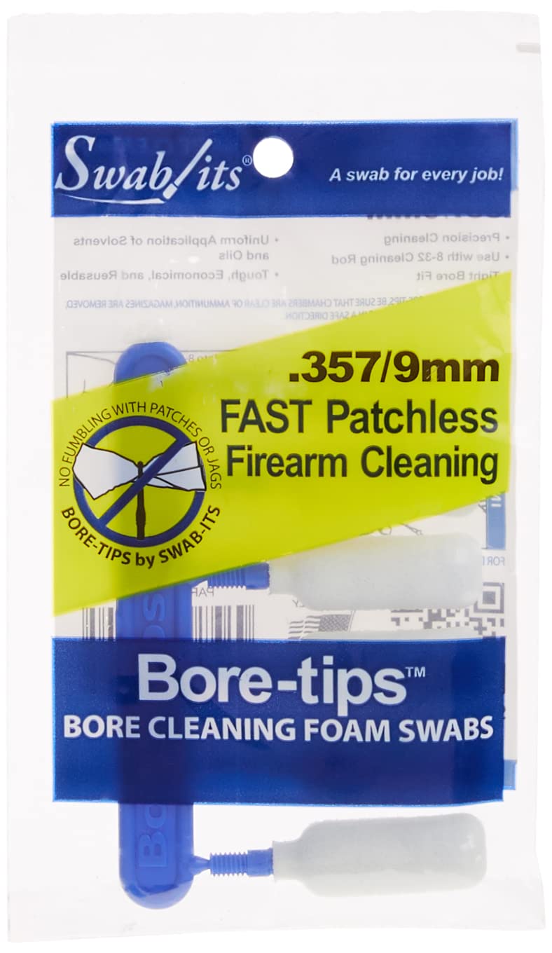 .357cal/.38cal/.380cal/9mm Gun Cleaning Bore-tips® by Swab-its®: Barrel Cleaning Swabs