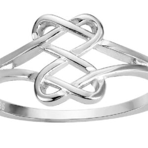 CloseoutWarehouse 925 Sterling Silver Hearts Infinity Fusion Ring (Comes in Colors) (Silver, 8)