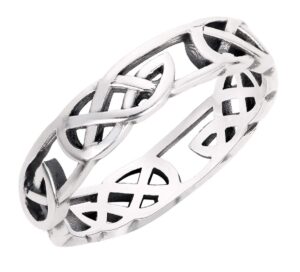 closeoutwarehouse 925 sterling silver celtic wicca pagan eternity ring (sizes 2-15) (silver, 8)