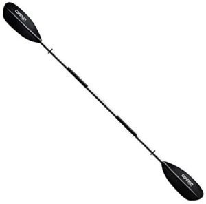 cannon paddles escape e kayak paddle with black fiberglass reinforced polymer blades (2-piece), silver/black, 240cm