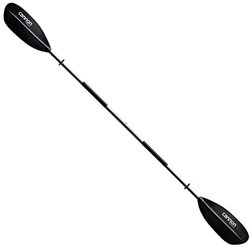 Cannon Paddles Escape E Kayak Paddle with Black Fiberglass Reinforced Polymer Blades (2-Piece), Silver/Black, 240cm