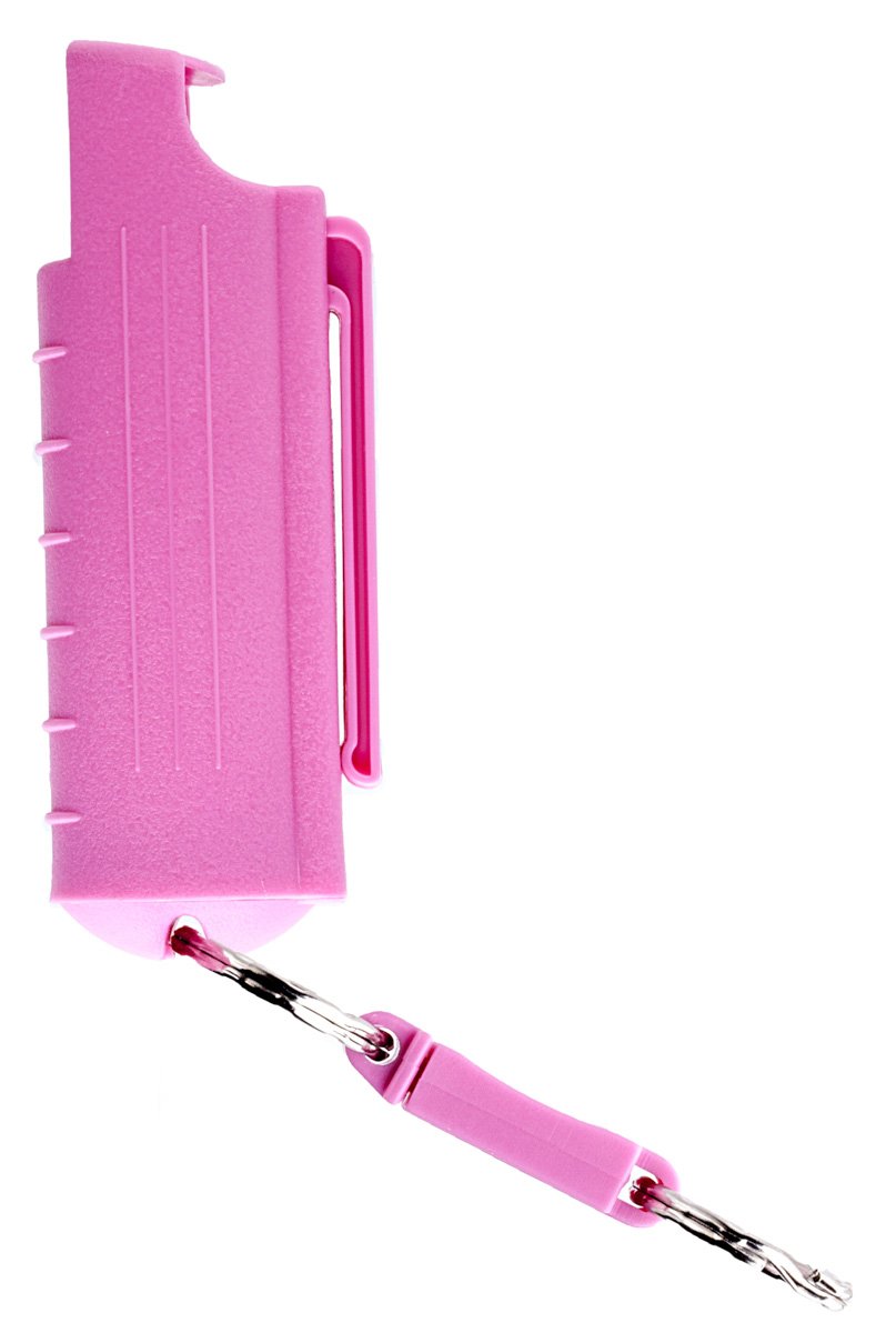 Smith & Wesson Pepper Shield Quick Release Pepper Spray Keychain with Plastic Holster and Belt Clip, .50-Ounce, Pink Finish